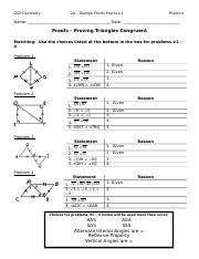 Triangle Proofs Practice Docx GSE Geometry A Triangle Proofs Practice Practice