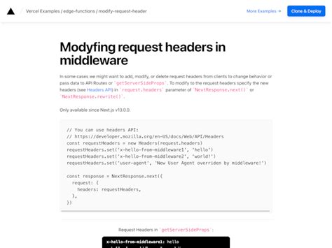 modifying request headers in middleware vercel
