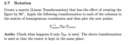 Solved Rotation Matlab Only Create A Matrix Linear Chegg
