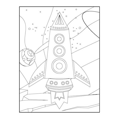 아이들을 위한 우주 색칠 공부 페이지 프리미엄 벡터