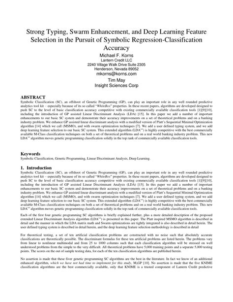 Pdf Strong Typing Swarm Enhancement And Deep Learning Feature Selection In The Pursuit Of