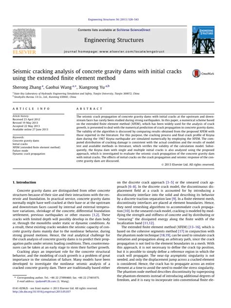 Seismic Cracking Analysis Of Concrete Gravity Dams With Initial Cracks Pdf