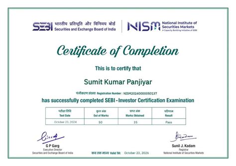Sebi Certification Investment Finance Professionalgrowth Nsdl Sharemarket Cdls Sumit