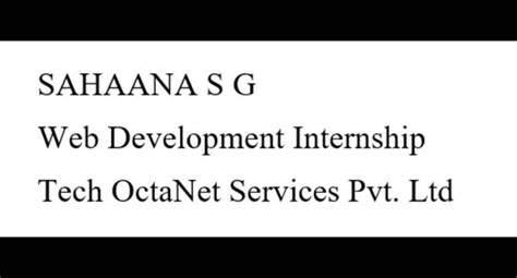 Sahaana S G On Linkedin Webdevelopment Internship Html Css