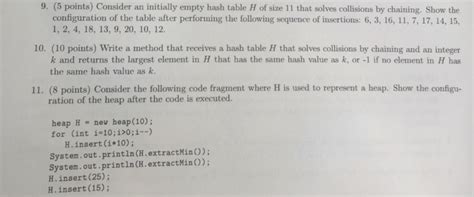 Solved 9 5 Points Consider An Initially Empty Hash Table