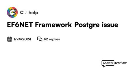 Ef6net Framework Postgre Issue C