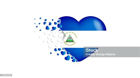 마음 그림에서 니카라과의 국가 플래그 와 니카라과 국가 사랑 니카라과의 국기는 작은 마음 밖으로 날아 9월에 대한 스톡 벡터 아트 및 기타 이미지 Istock