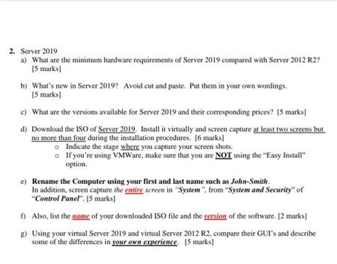Solved 2 Server 2019 A What Are The Minimum Hardware