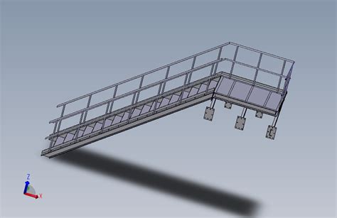 楼层间的钢结构楼梯 Stp Solidworks 2016 模型图纸下载 懒石网