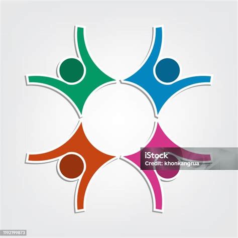원을 그리며 네 사람이 손을 잡고 있습니다 정상회담 일꾼들이 같은 전원실에서 만난다 0명에 대한 스톡 벡터 아트 및 기타 이미지 0명 개념 공동체 Istock