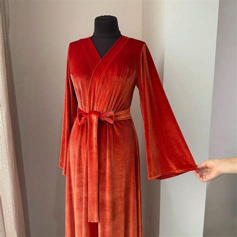 Luxury Velvet Robe Floor Length Robe Stretch Velvet Long Velour Robe