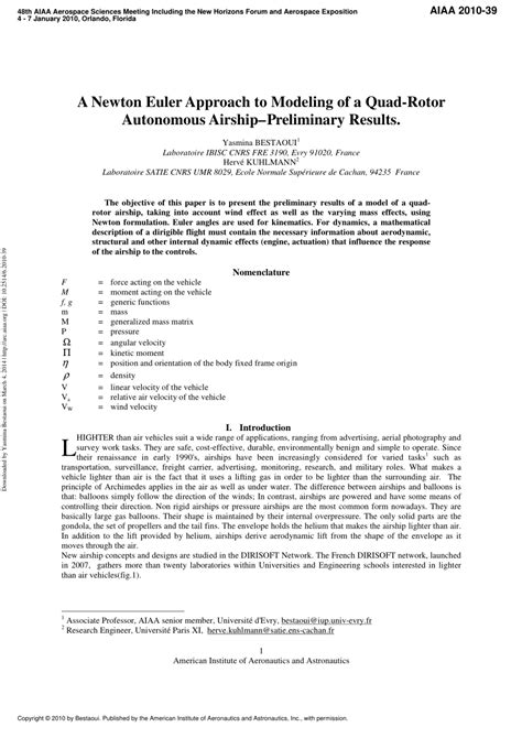 Pdf A Newton Euler Approach To Modeling Of A Quad Rotor Autonomous