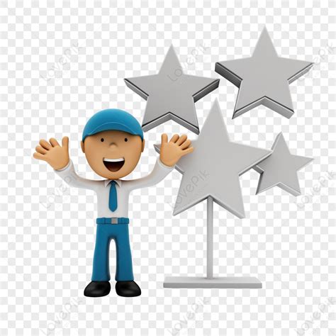 3d 만족한 고객이 별 5개를 줍니다피드백거품 Png 일러스트 무료 다운로드 Lovepik