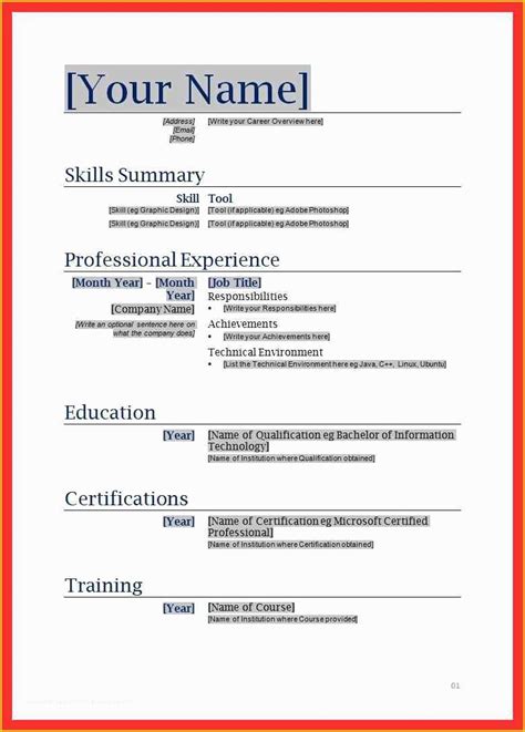 Free Resume Templates Fill In The Blank