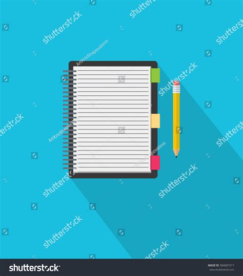 Opened Notebook Pencil Icon Trendy Flat Stock Vector Royalty Free