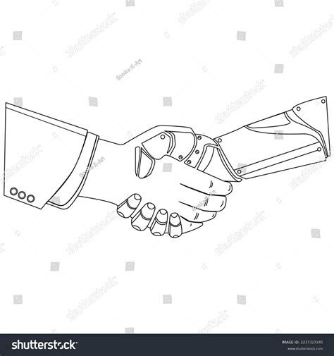 비즈니스 인적 및 로봇 핸드셰이크 선으로 스톡 벡터로열티 프리 2237327245 Shutterstock