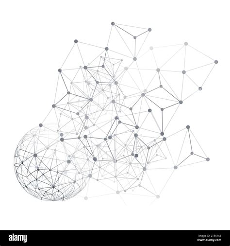 Black And White Modern Minimal Style Polygonal Networks Structure Digital Telecommunications