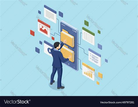 Isometric Online Documentation Database Royalty Free Vector