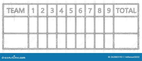 Illustration Of A Baseball Scoreboard Drawn On Paper With A Pencil Stock Illustration