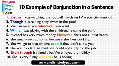 Example Of Conjunction In A Sentence English Study Page
