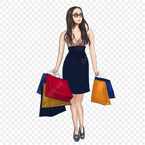 원래 손으로 그린 캐릭터는 쇼핑 일러스트하러 간다 여성 일러스트 손으로 그린 기발한 여자 Png 일러스트 및 Psd 이미지 무료 다운로드 Pngtree