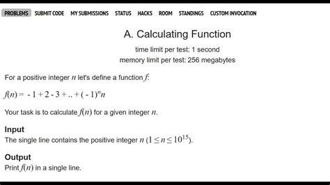 A Calculating Function Codeforces Problemsolving C Youtube