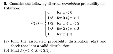 Solved 5 Consider The Following Discrete Cumulative