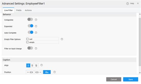 Live Filter Configurations Wavemaker Docs