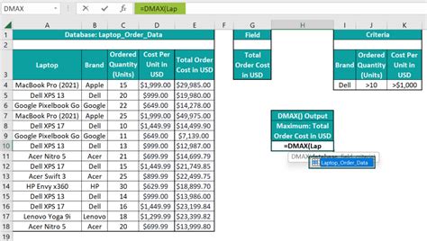 Dmax Excel Function Formula Examples How To Use