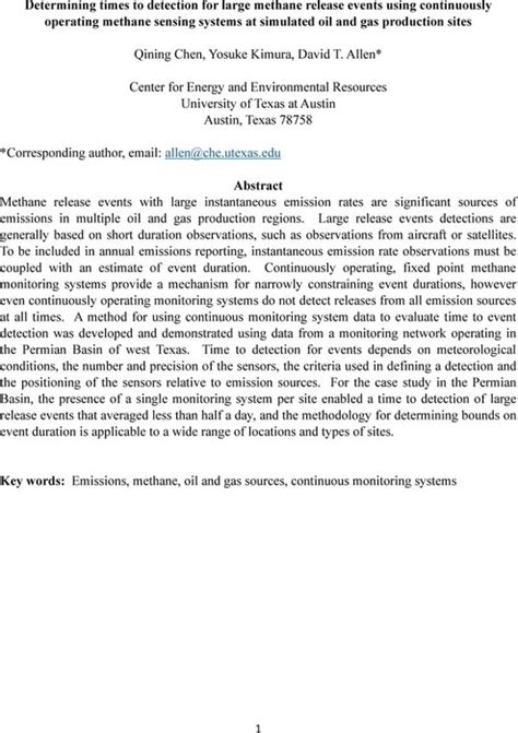 Determining Times To Detection For Large Methane Release Events Using Continuously Operating