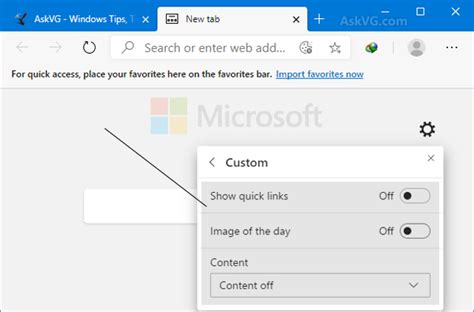 [tip] set a clean and minimal new tab page in microsoft edge askvg