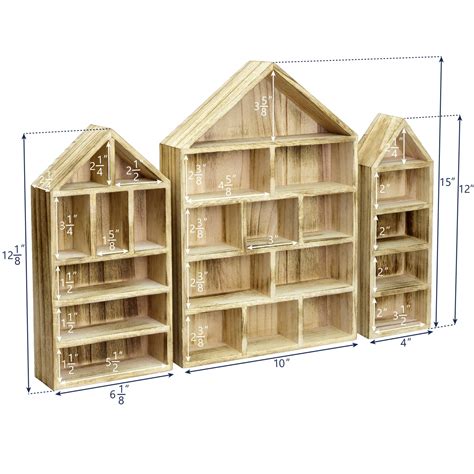 Ikee Design® House Shaped Wooden Shadow Cubby Box Display Shelf Set O