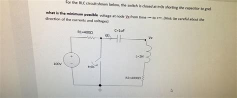 Solved For The RLC Circuit Shown Below The Switch Is Closed Chegg Com