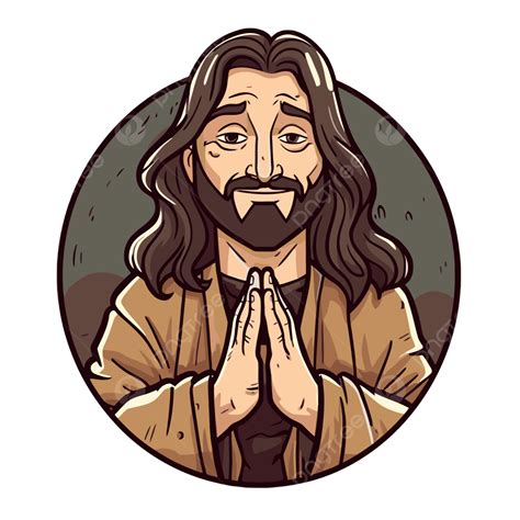 예수의 손 벡터 스티커 클립 아트 중간에 웃는 예수 만화 스타일의 기도 상표 Png 일러스트 및 벡터 에 대한 무료 다운로드 Pngtree