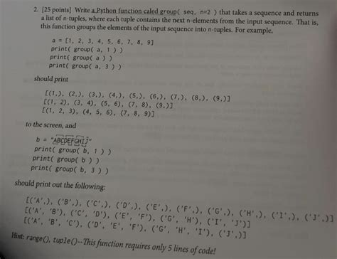 Solved 2 25 Points Write A Python Function Caled Group