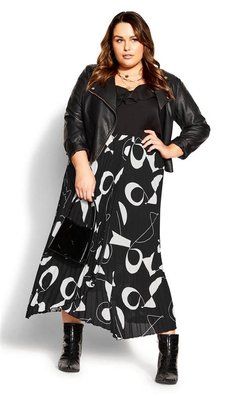 Evans Black Geometric Print Midi Skirt Evans