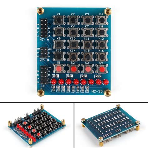 5set 8led push button matrix keypad 16 key switch keyboard for arduino