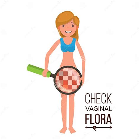 Check Vaginal Flora Vector Naked Woman With Magnifying Glass Censored
