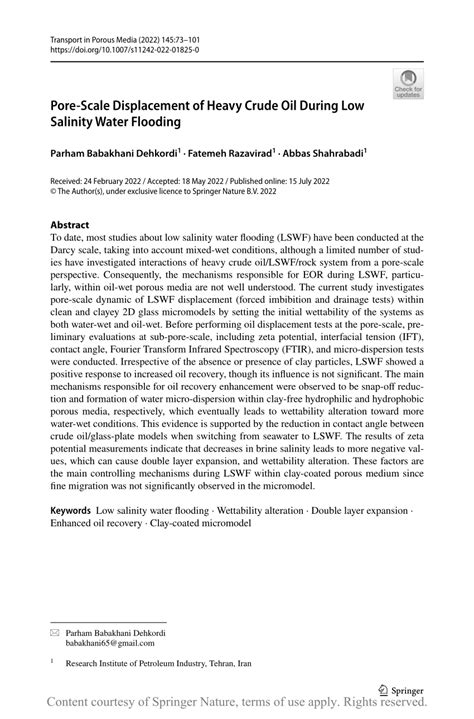 Pore Scale Displacement Of Heavy Crude Oil During Low Salinity Water