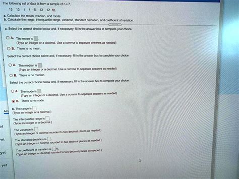 Solved The Following Set Of Data Is From A Sample Of N Calculate The