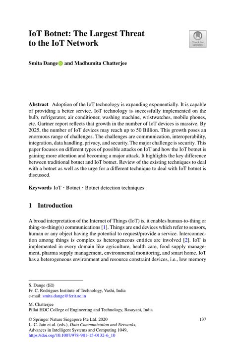 PDF IoT Botnet The Largest Threat To The IoT Network