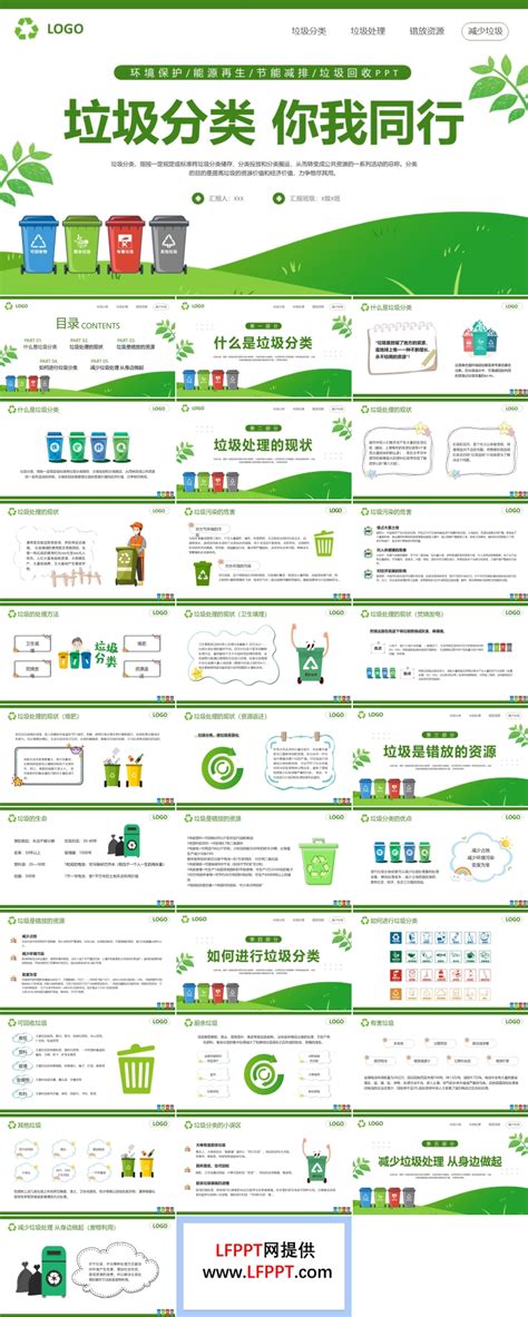 垃圾分类你我同行ppt宣传推广动态ppt模板下载 Lfppt