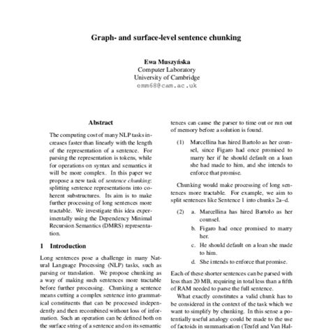 Graph And Surface Level Sentence Chunking Acl Anthology