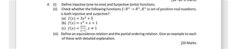 Solved 4 I Define Injective One To One And Surjective