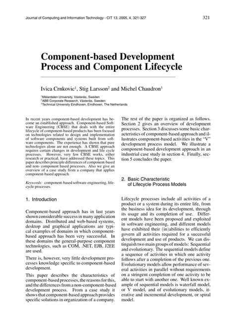Pdf Component Based Development Process And Component Lifecycle