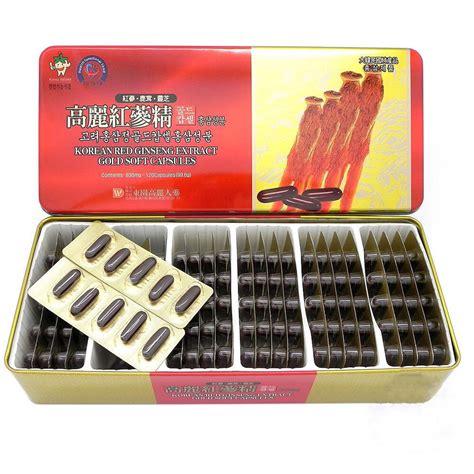 Korean Red Ginseng Extract Gold Soft Capsule 120pcs Korean Mart