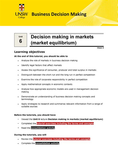 Dpbs1100 Unit 6 Exercise Business Decision Making Unit 6 Decision