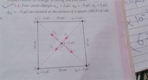 1 6 four point charges qa 2μcqb −5μc qc 2μc qd −5μc are located at