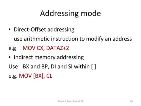 Assembly Language Lecture 4 Ppt