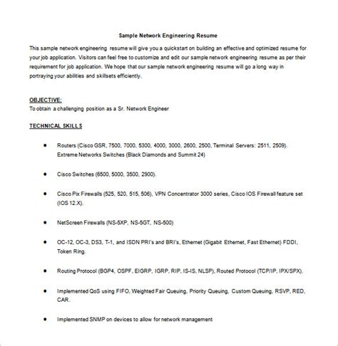 Network Engineer Resume Template 8 Free Word Excel Pdf Psd Format